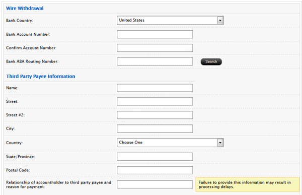 Withdrawing Funds to a Third Party